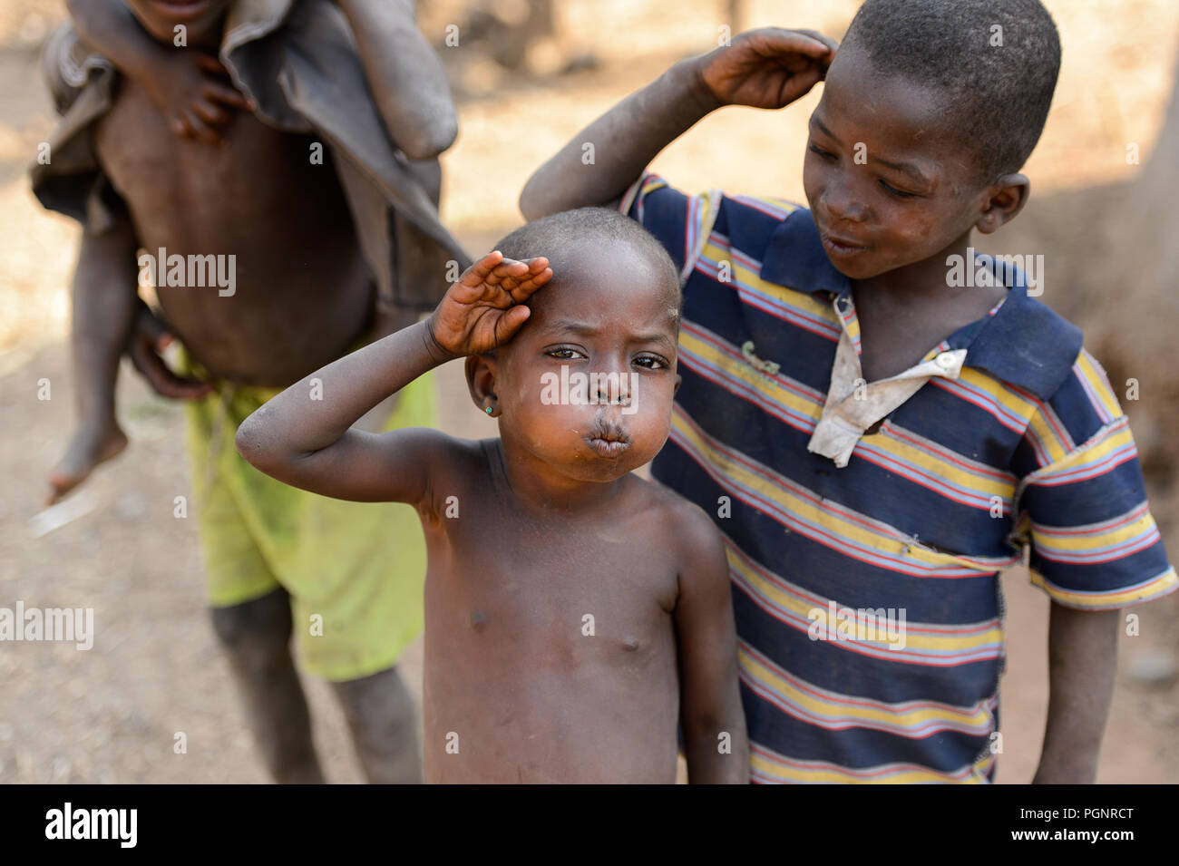 GHANI, GHANA - JAN 14, 2017: Unidentified Ghanaian children play on the ...