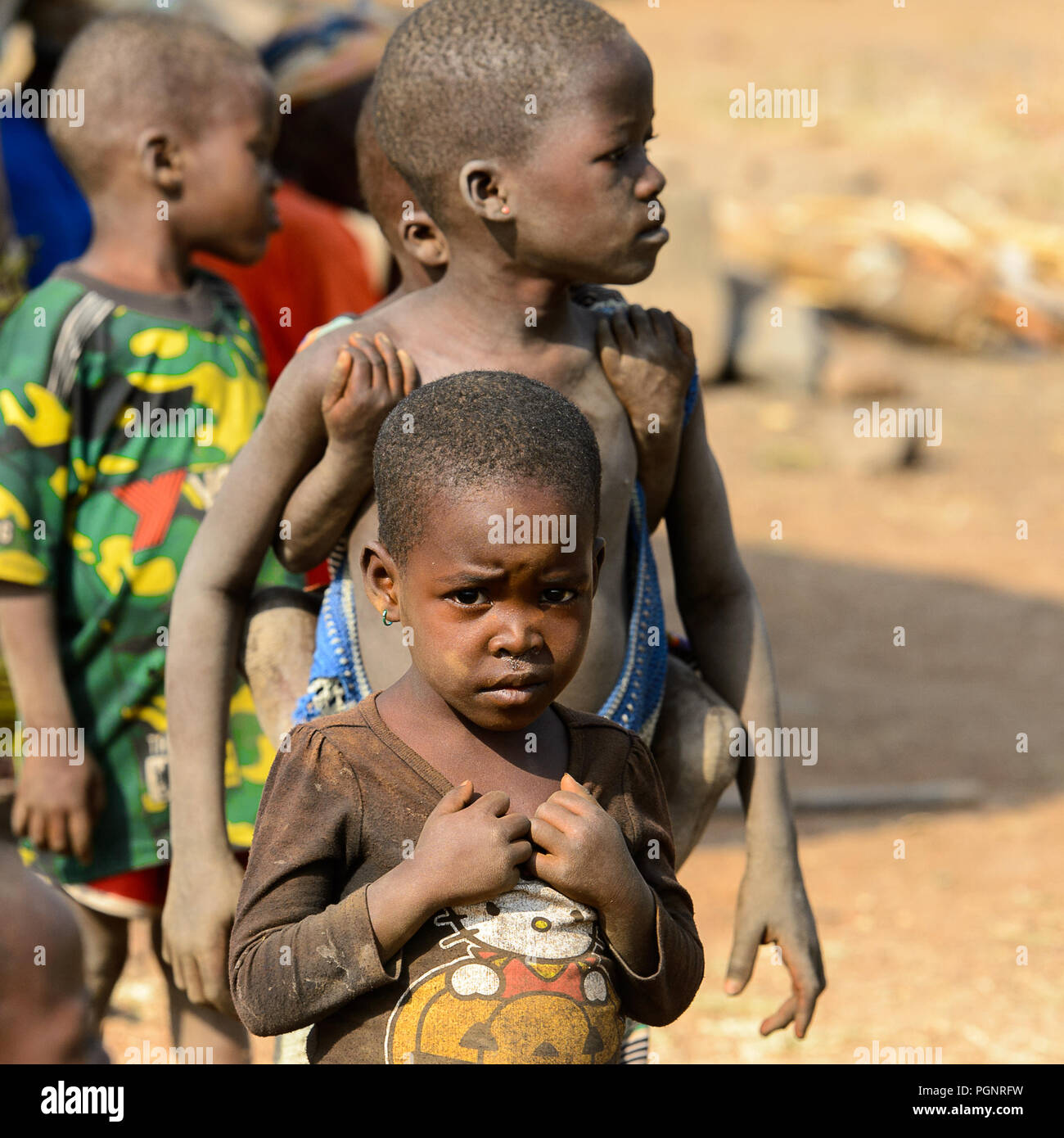 GHANI, GHANA - JAN 14, 2017: Unidentified Ghanaian little girl looks ...