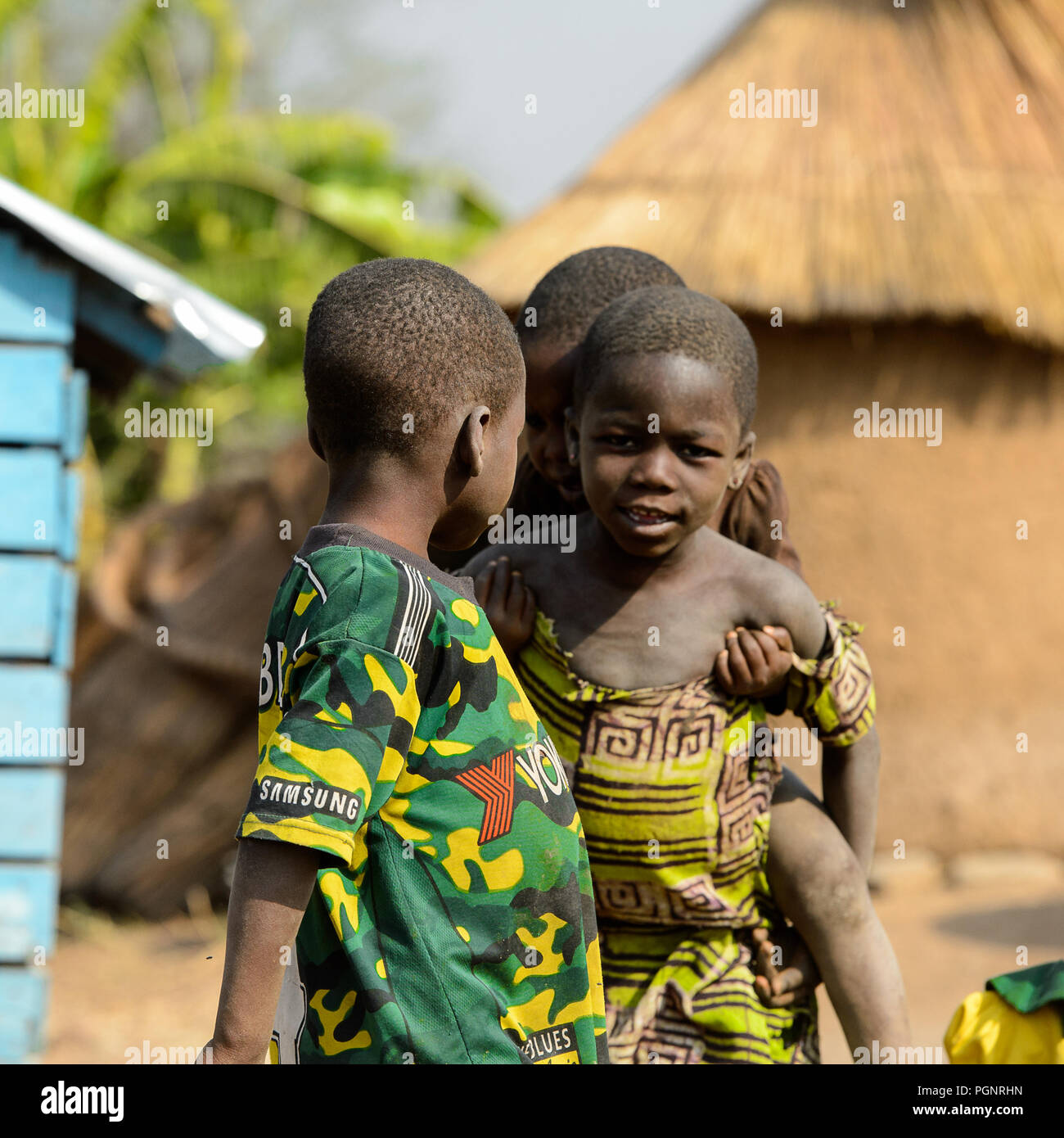 GHANI, GHANA - JAN 14, 2017: Unidentified Ghanaian children play on the ...