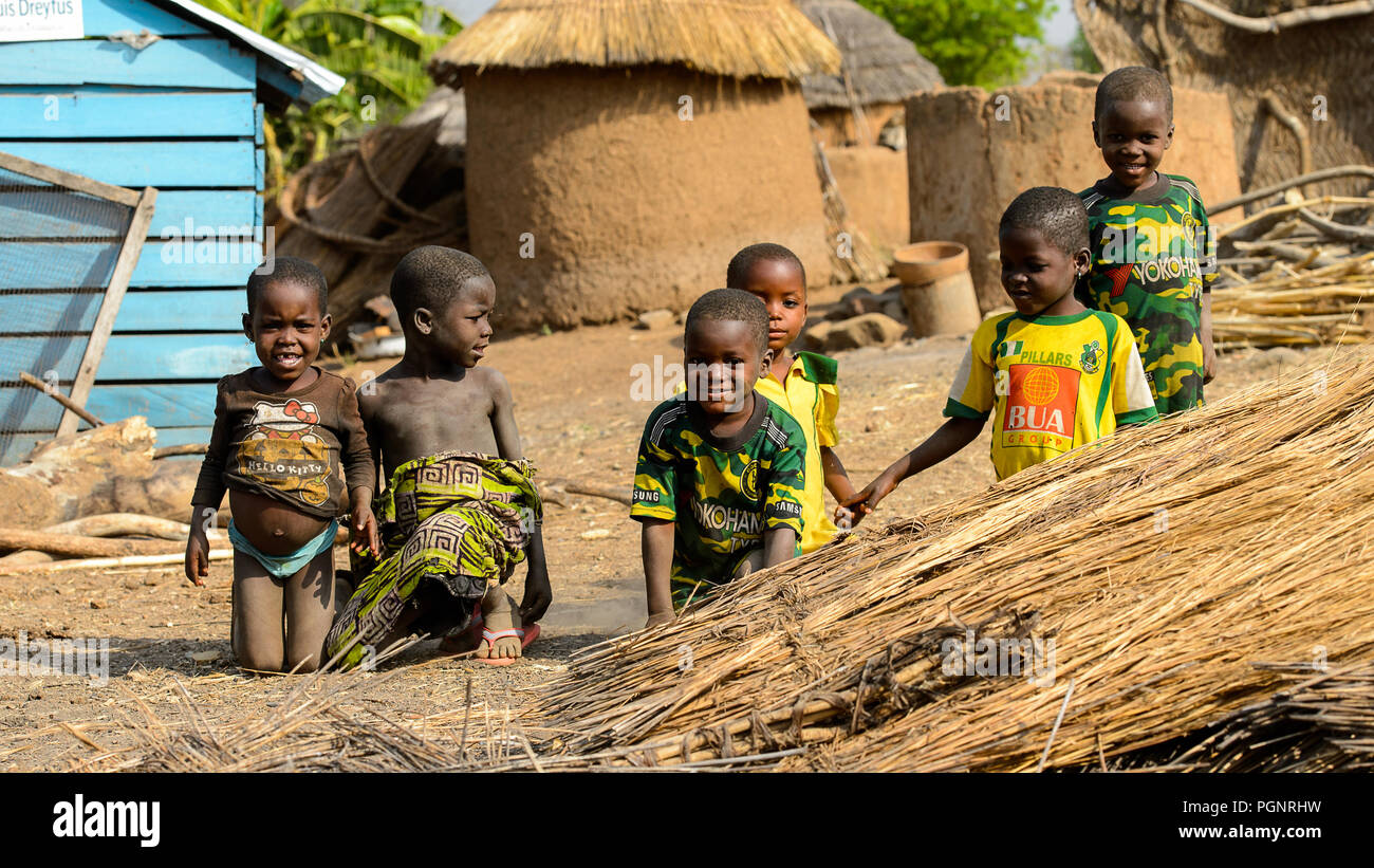 GHANI, GHANA - JAN 14, 2017: Unidentified Ghanaian children play on the ...