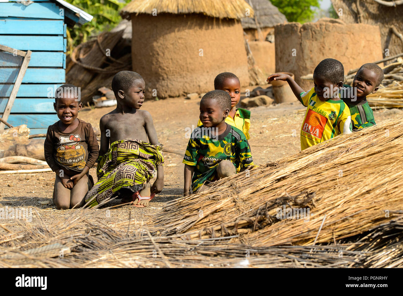 GHANI, GHANA - JAN 14, 2017: Unidentified Ghanaian children play on the ...