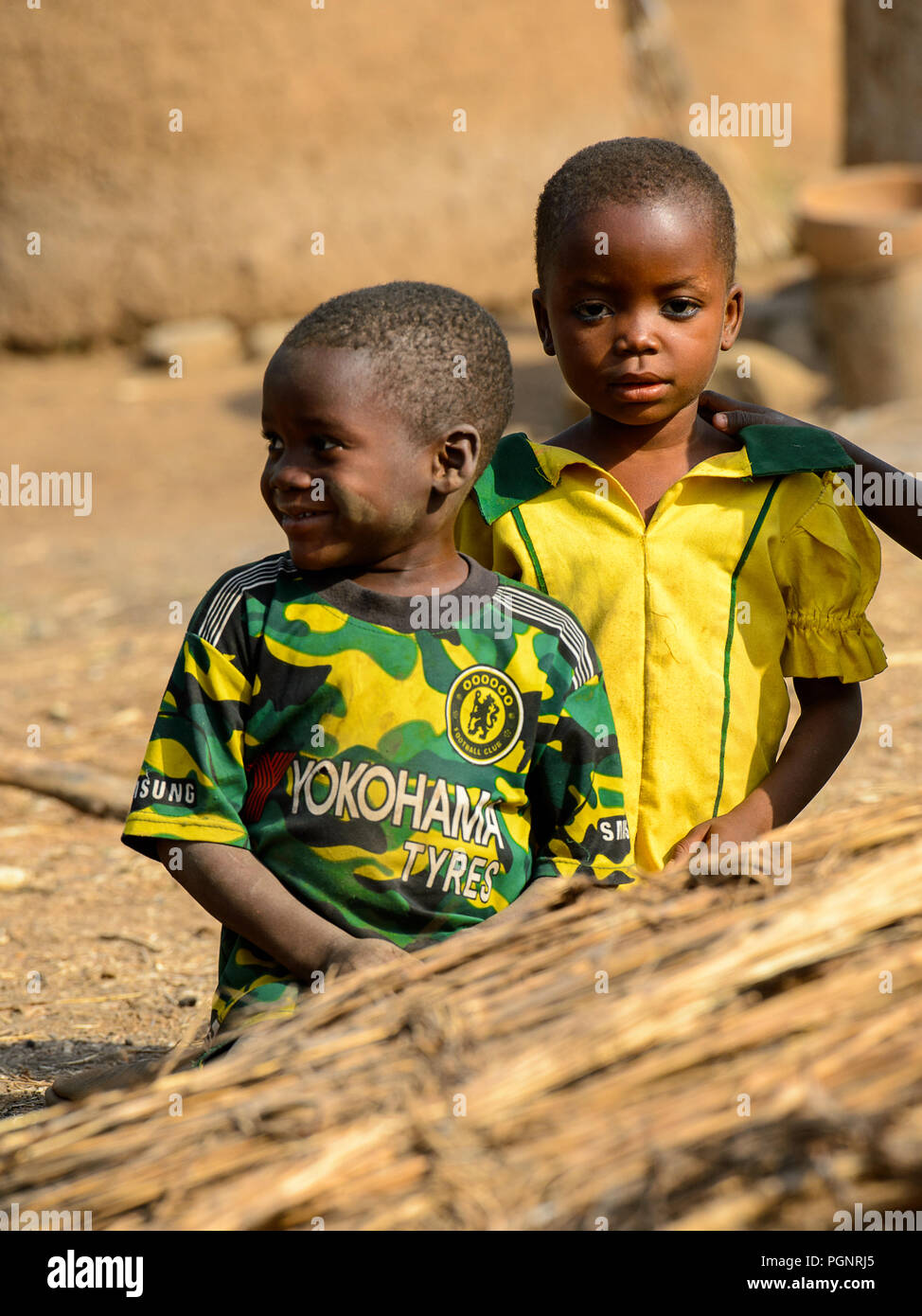 GHANI, GHANA - JAN 14, 2017: Unidentified Ghanaian children play on the ...