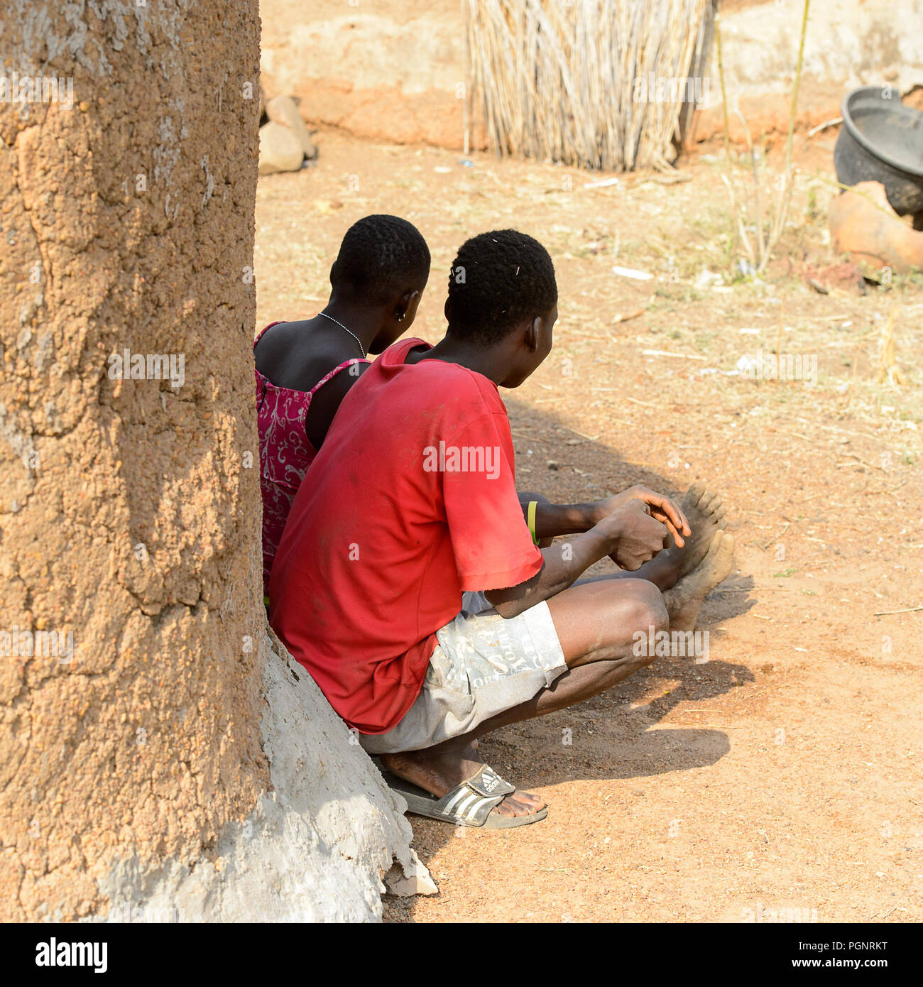 GHANI, GHANA - JAN 14, 2017: Unidentified Ghanaian people rest in the ...
