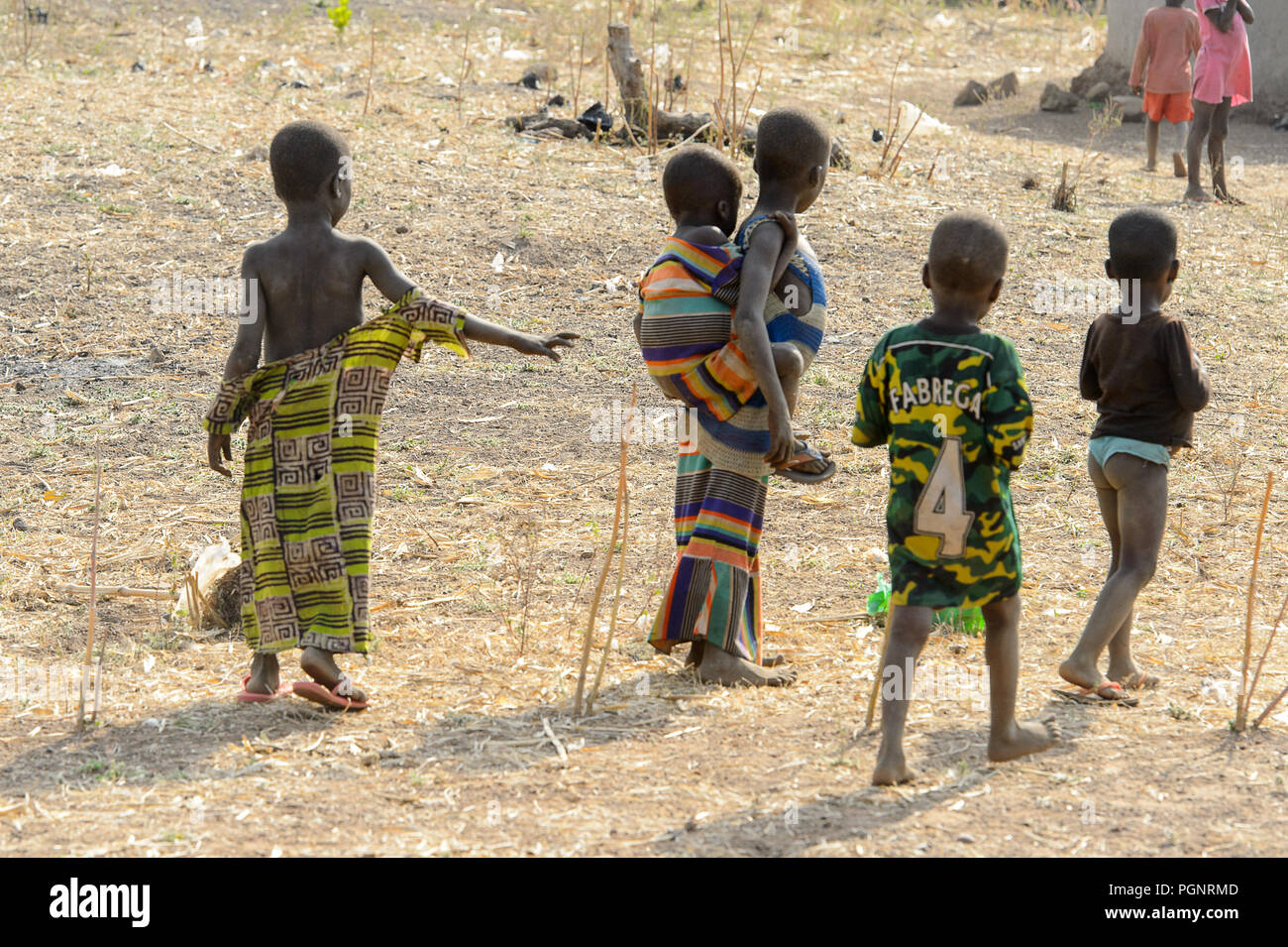 GHANI, GHANA - JAN 14, 2017: Unidentified Ghanaian children from behind ...