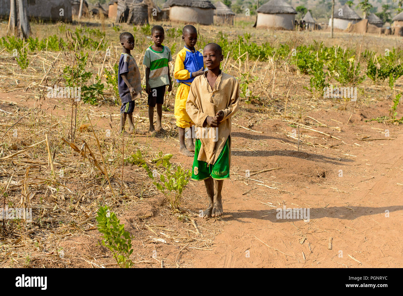 GHANI, GHANA - JAN 14, 2017: Unidentified Ghanaian children walk in the ...