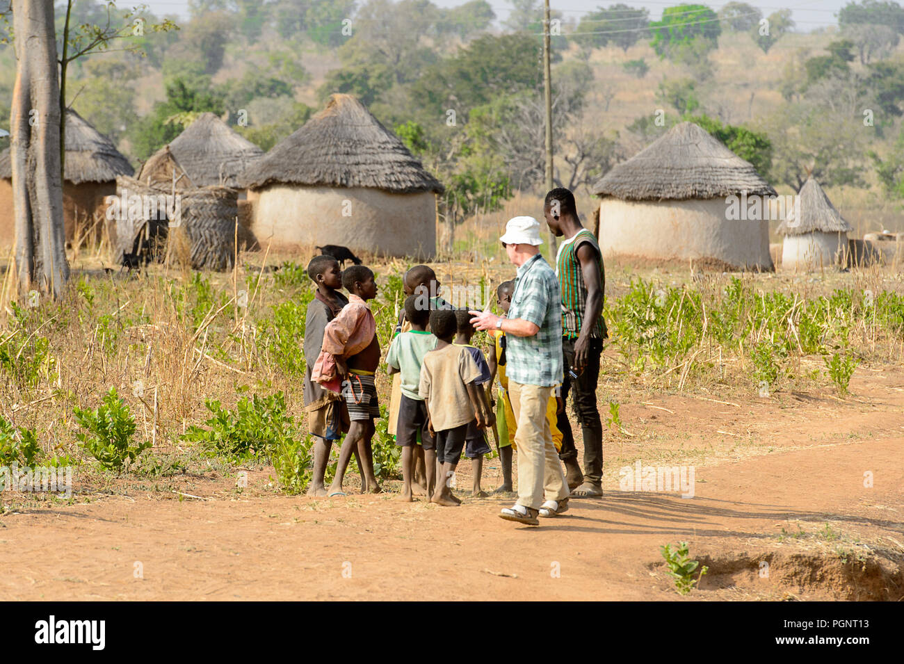 GHANI, GHANA - JAN 14, 2017: Unidentified Ghanaian children walk on the ...