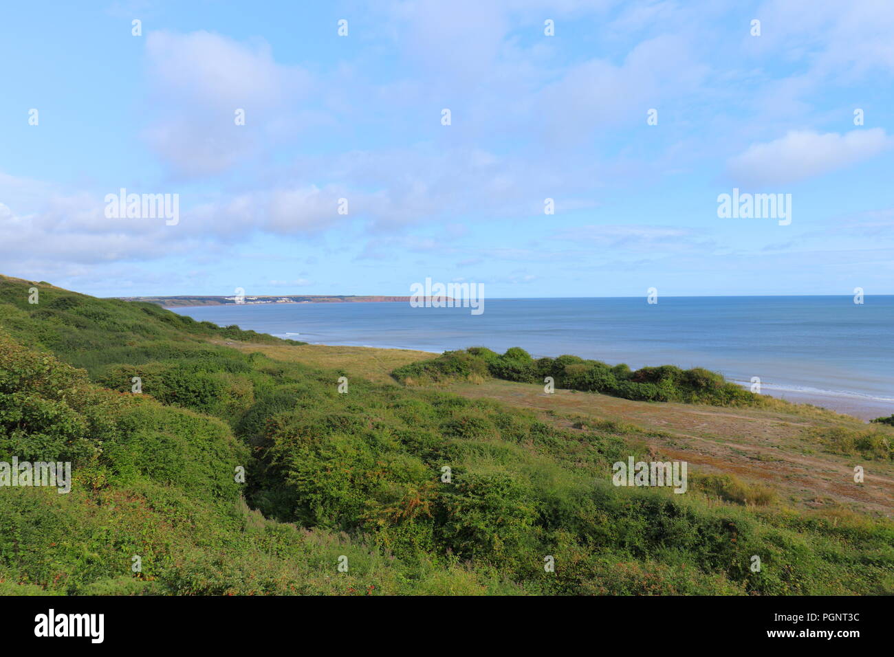 Looking towards Filey in North Yorkshire from Reighton Gap Stock Photo ...