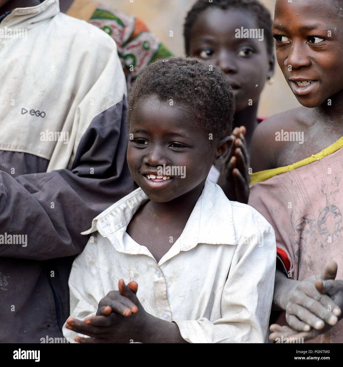 DAGOMBA VILLAGE, GHANA - JAN 14, 2017: Unidentified Dagomban boy looks ...