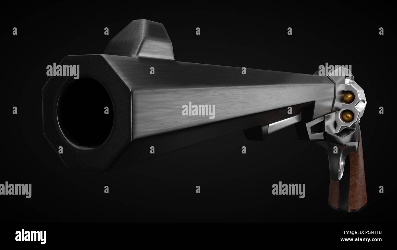 long barrel revolver design with modern looking hard cut edges. 3d ...