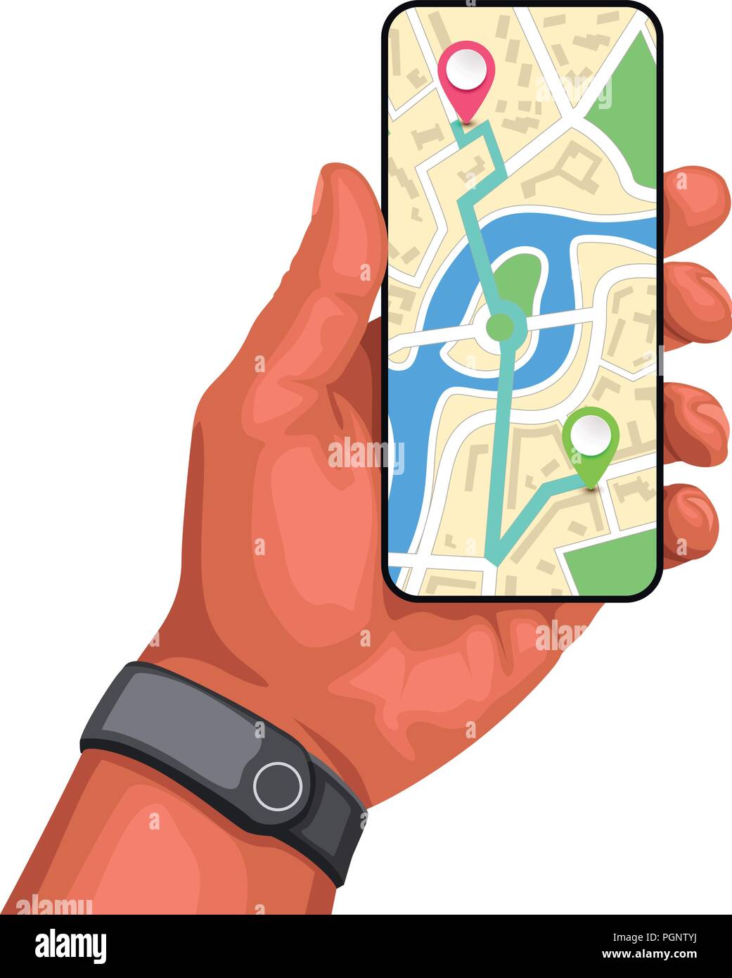 Hand holding phone search Stock Vector Images - Alamy