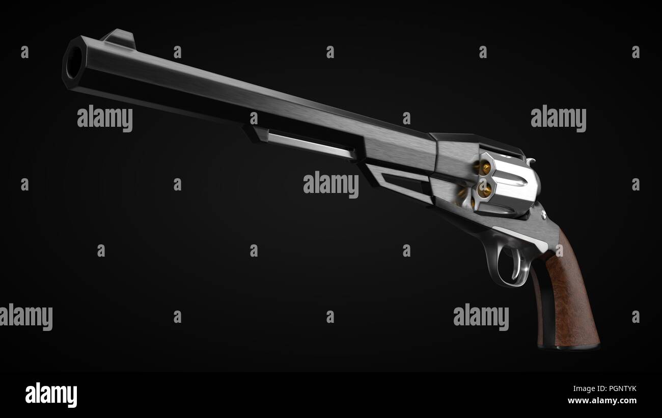 long barrel revolver design with modern looking hard cut edges. 3d ...