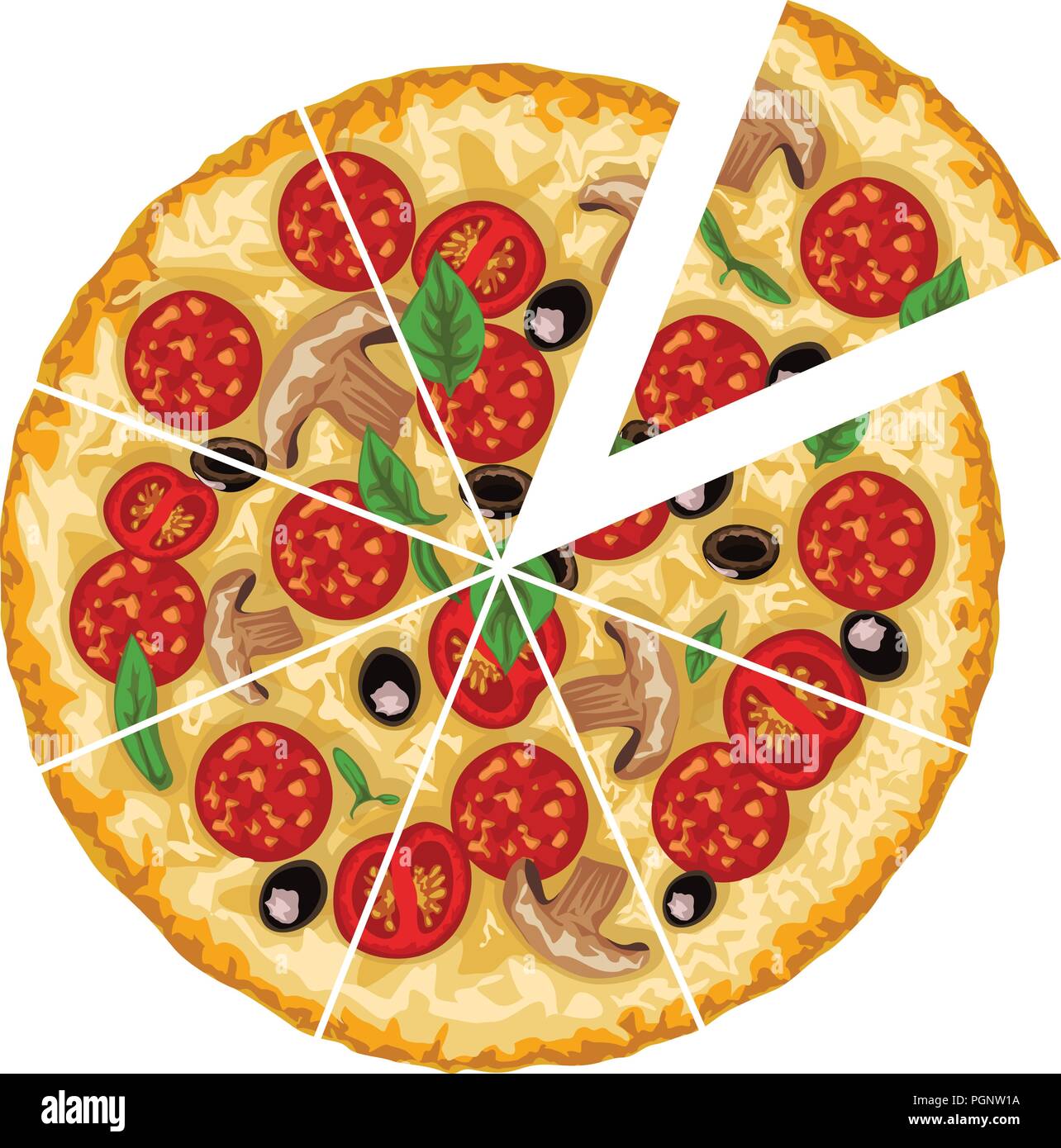 pizza sliced on white Stock Vector Image & Art - Alamy