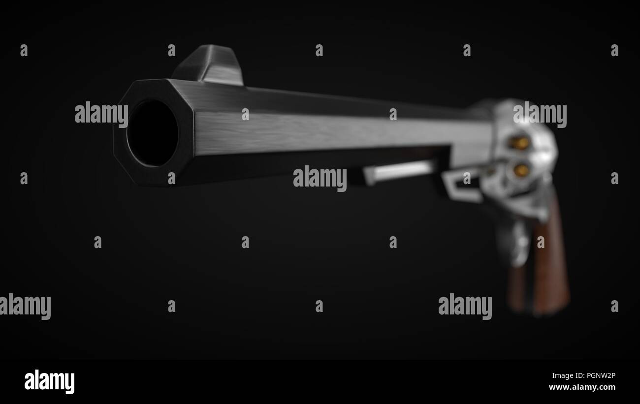 long barrel revolver design with modern looking hard cut edges. 3d ...
