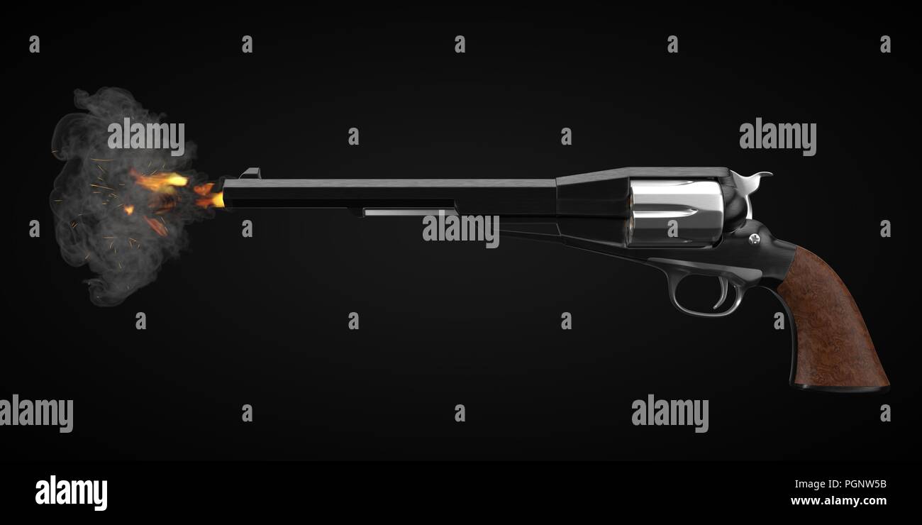 long barrel revolver design with modern looking hard cut edges. 3d ...