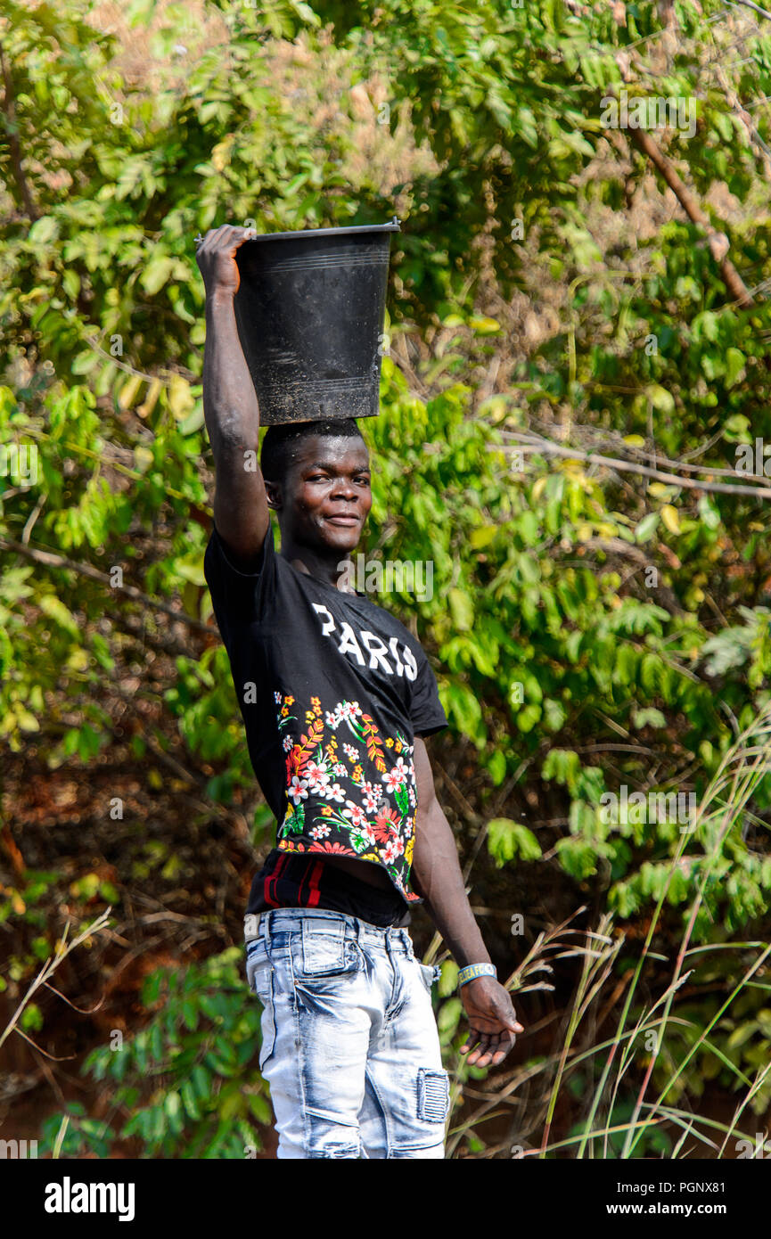 BRONG AHAFO, GHANA - JAN 15, 2017: Unidentified Ghanaian man in black ...