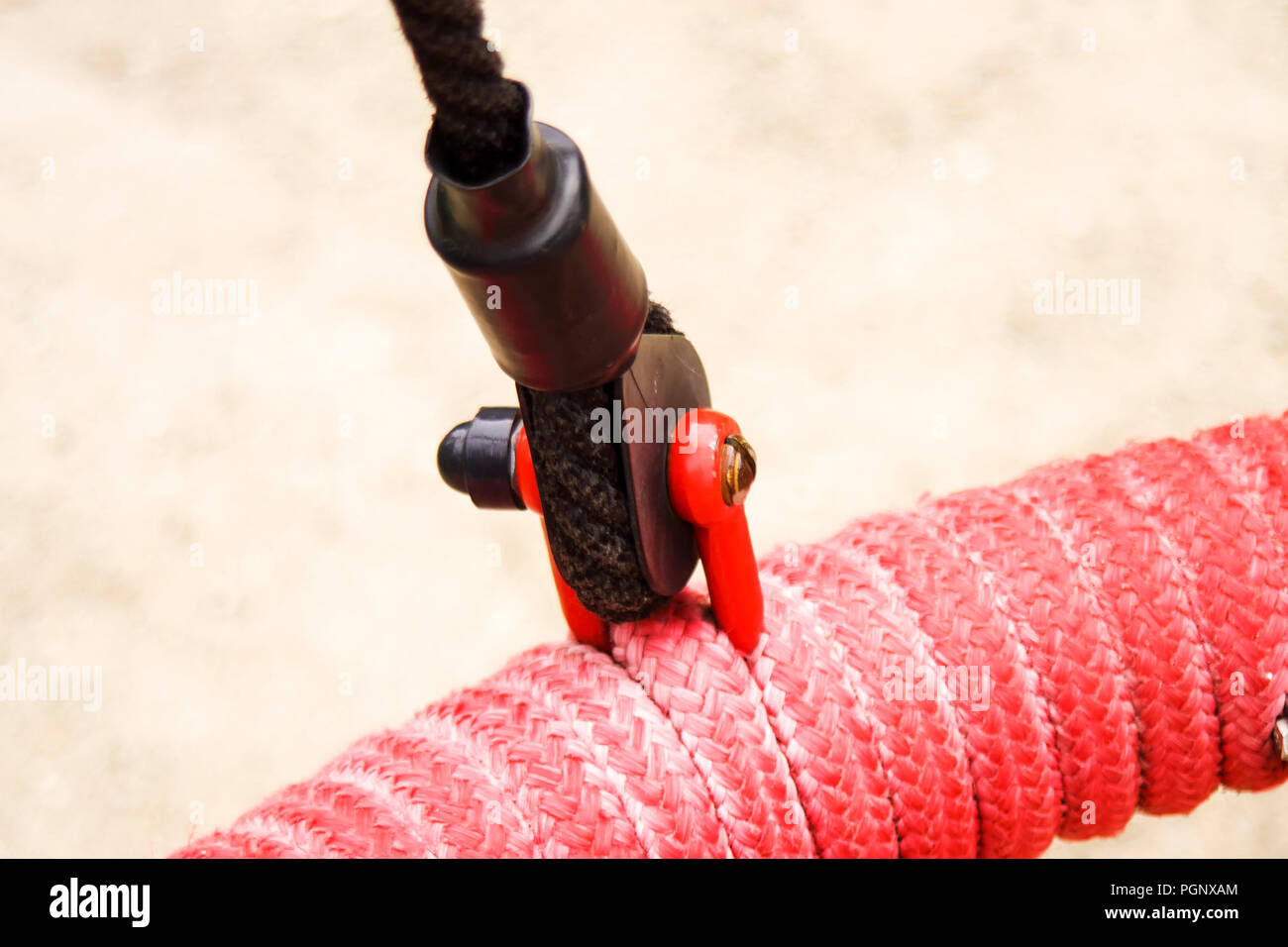 Red safety rope macro, close-up Stock Photo - Alamy