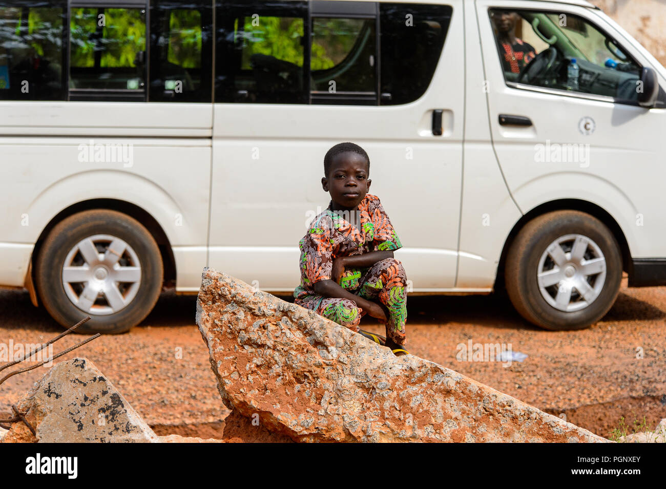 TECHIMAN, GHANA - JAN 15, 2017: Unidentified Ashanti little boy in ...
