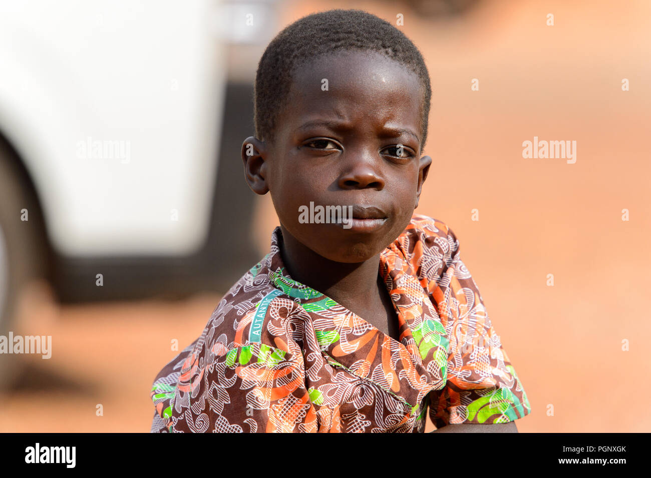 TECHIMAN, GHANA - JAN 15, 2017: Unidentified Ashanti little boy in ...