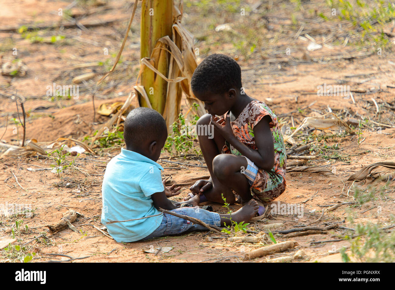 TECHIMAN, GHANA - JAN 15, 2017: Unidentified Ashanti little boy takes ...