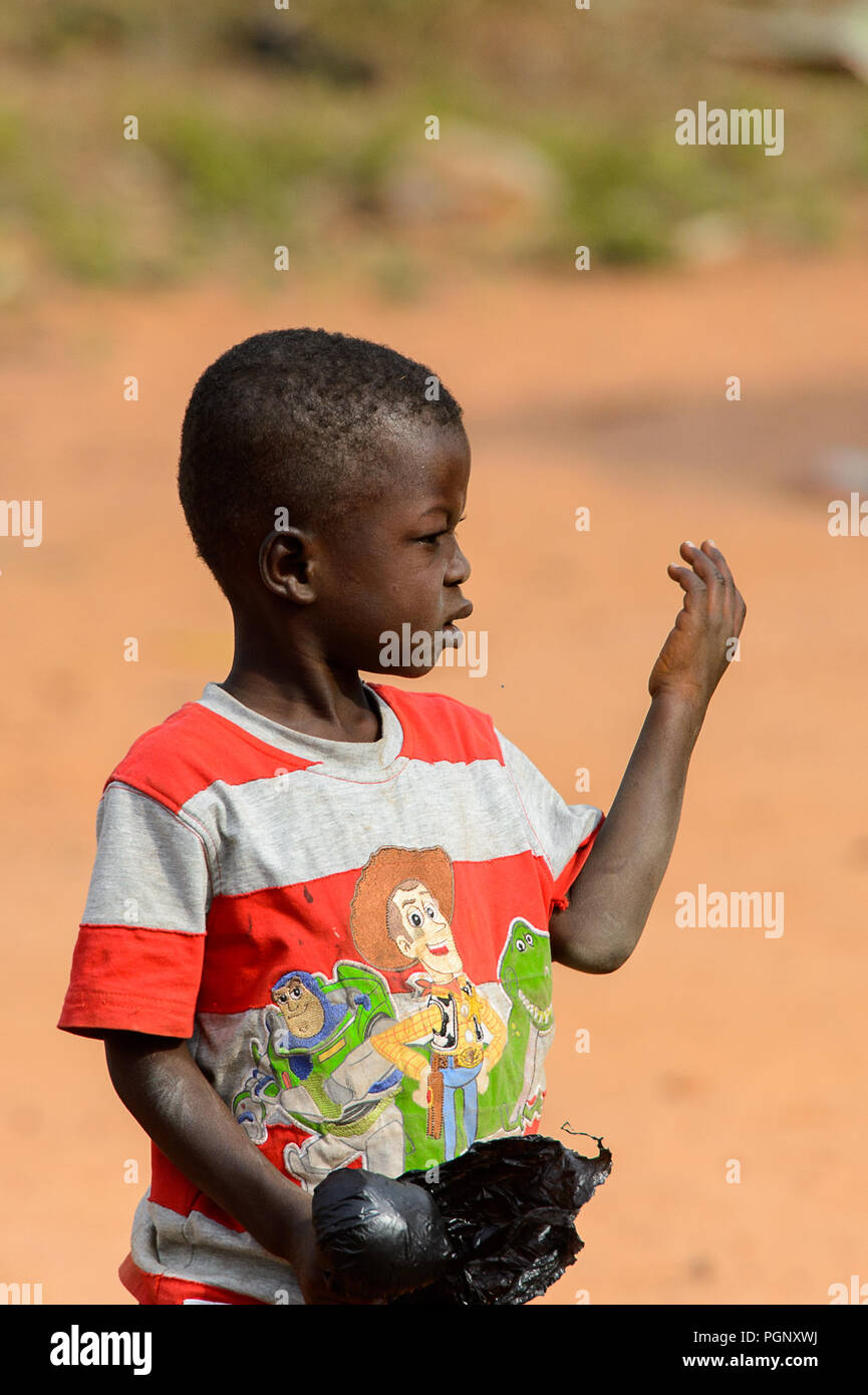 TECHIMAN, GHANA - JAN 15, 2017: Unidentified Ashanti little boy plays ...