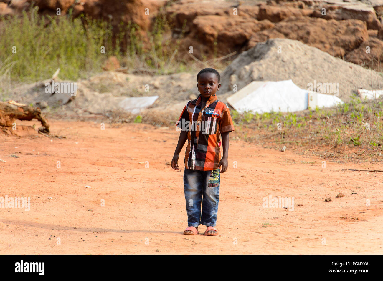 TECHIMAN, GHANA - JAN 15, 2017: Unidentified Ashanti little boy in ...