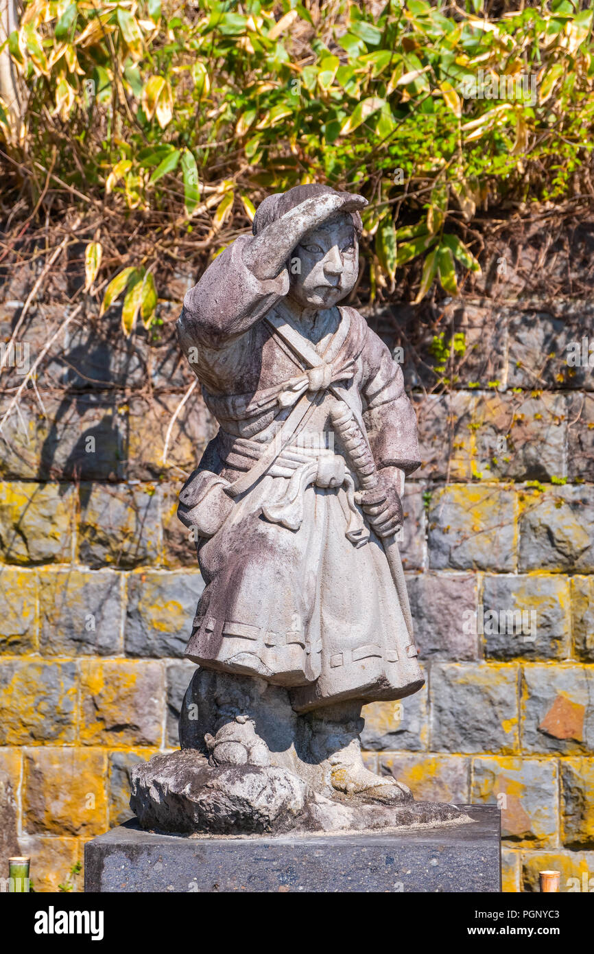AIZUWAKAMATSU, JAPAN - APRIL 21 2018: The grave site of Byakkutai ...