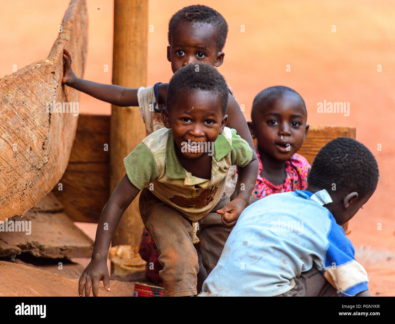 BOABENG, GHANA - JAN 15, 2017: Unidentified Ghanaian children play on ...