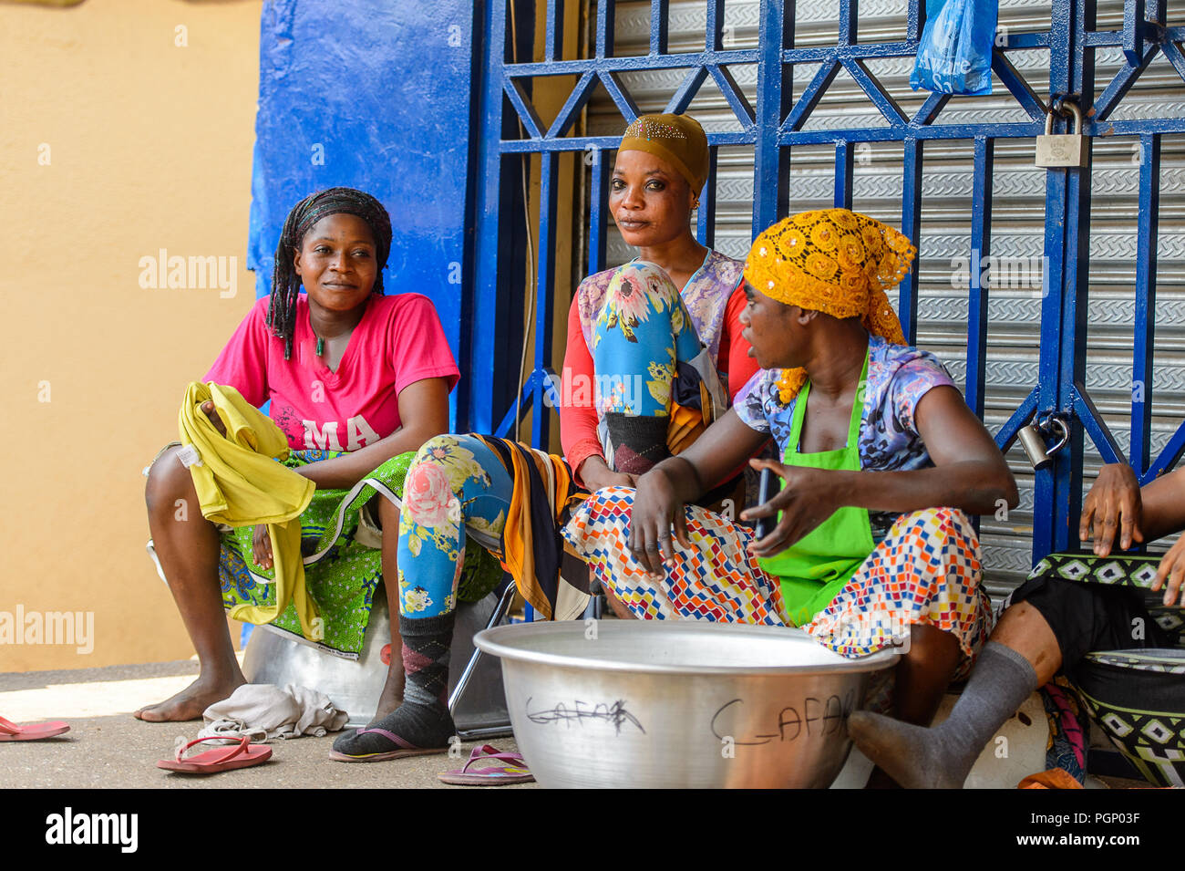KUMASI, GHANA - JAN 15, 2017: Unidentified Ghanaian women in colored ...