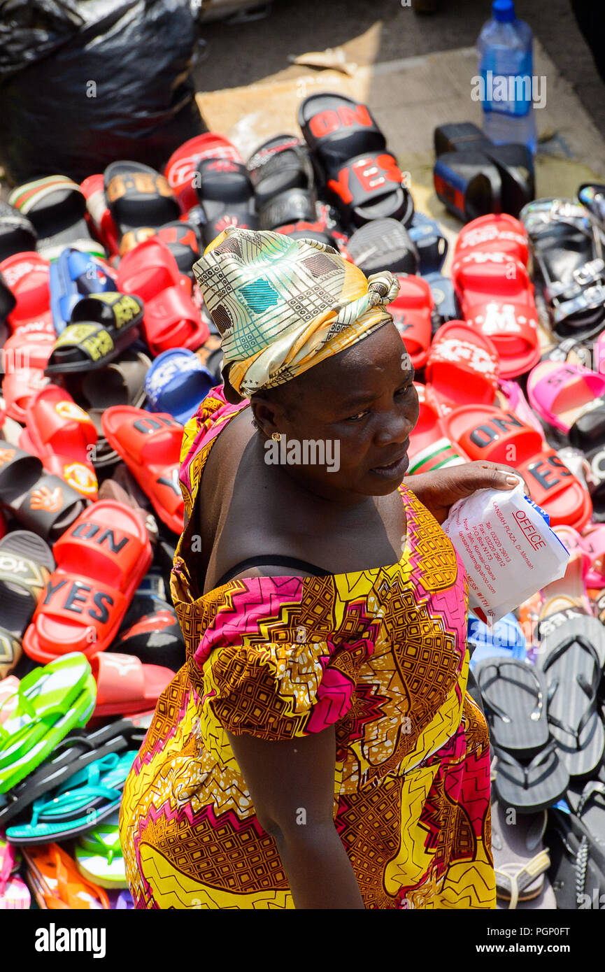 KUMASI, GHANA - JAN 15, 2017: Unidentified Ghanaian woman in colored ...