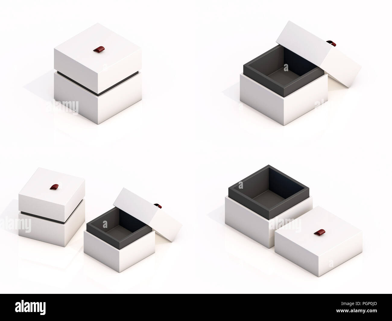 3d rendering blank boxes isolated on white background Stock Photo - Alamy