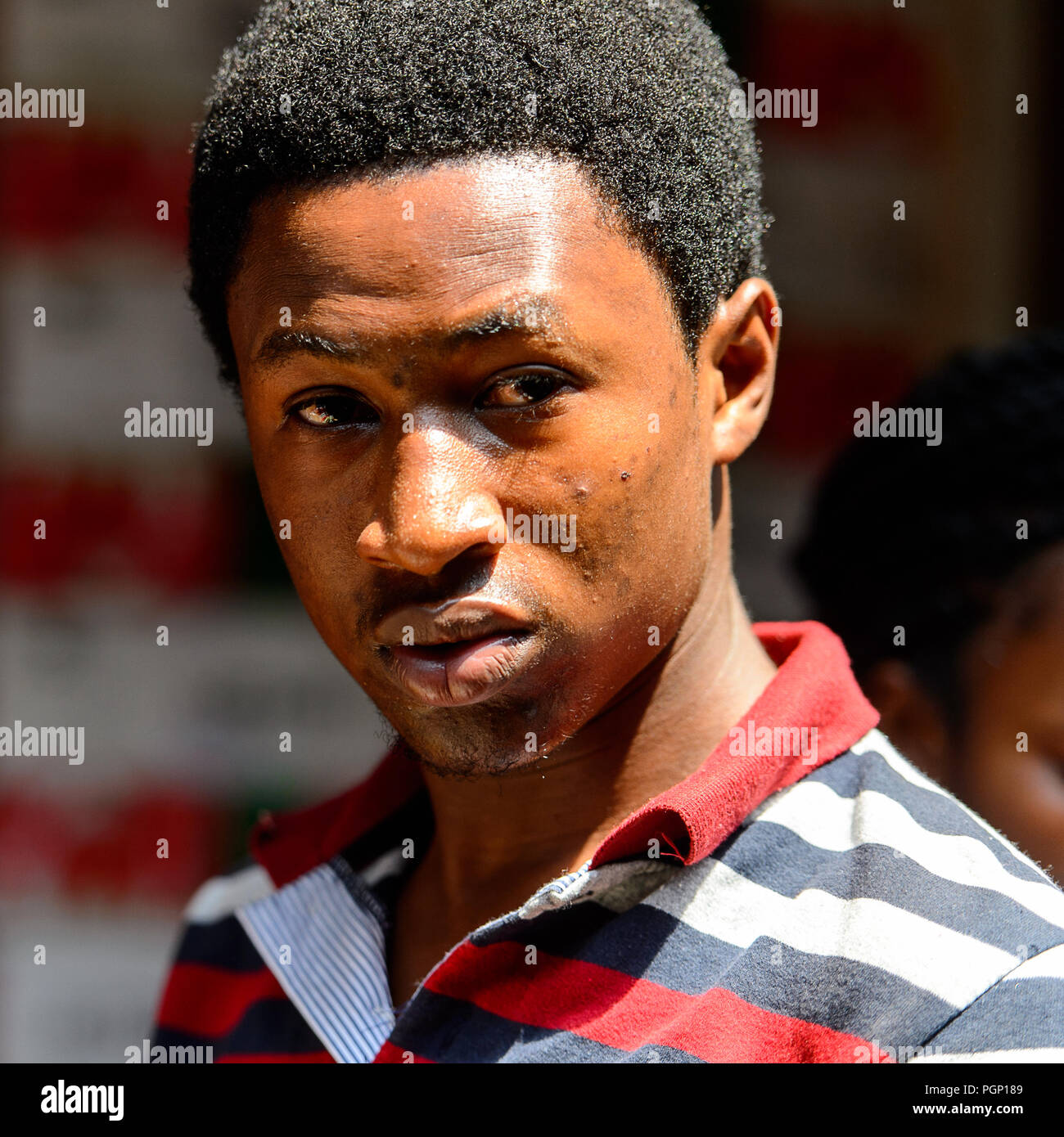 KUMASI, GHANA - JAN 15, 2017: Unidentified Ghanaian man in striped ...