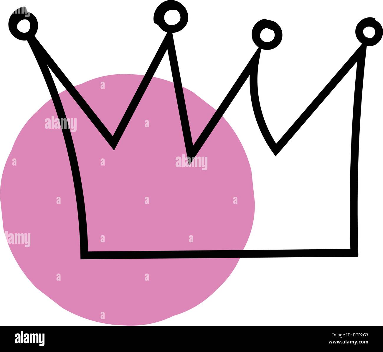 Vector illustration. Hand drawn pink crown on a white background Stock ...