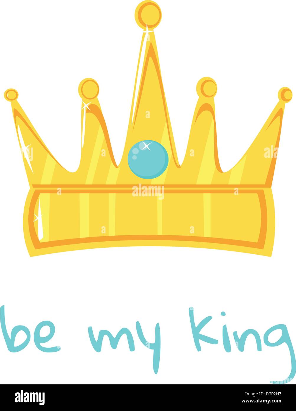 Vector illustration. Gold crown with precious stone on white background ...