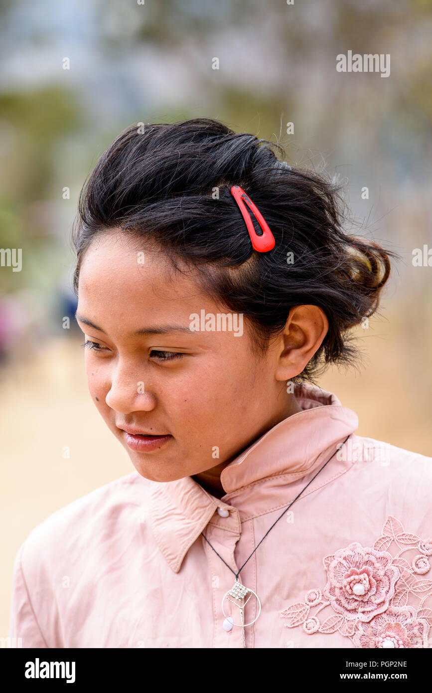 TRIMPHU, BHUTAN - MAR 8, 2017: Unidentified Ngalops beautiful little ...