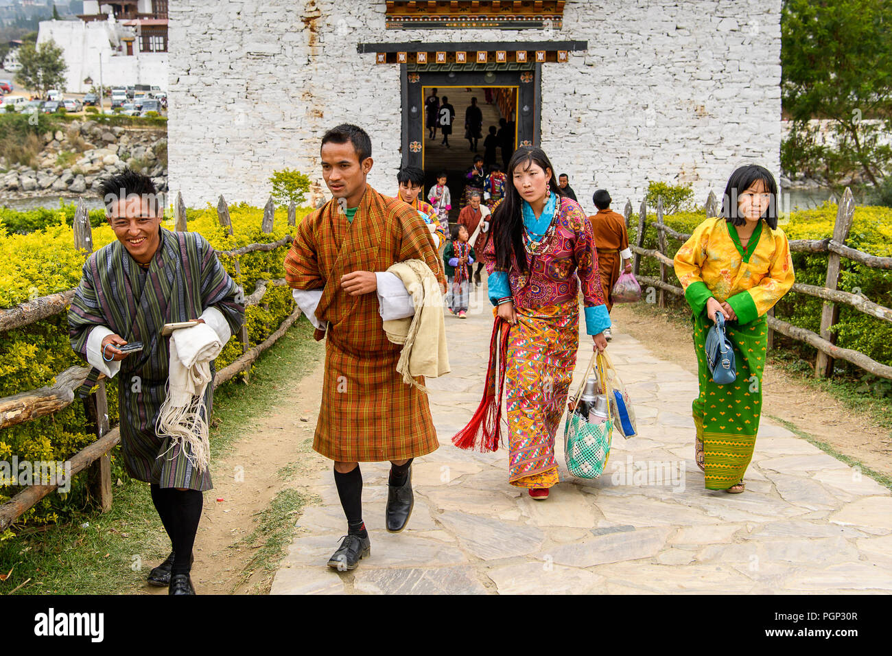 TRIMPHU, BHUTAN - MAR 8, 2017: Unidentified Ngalops people in ...