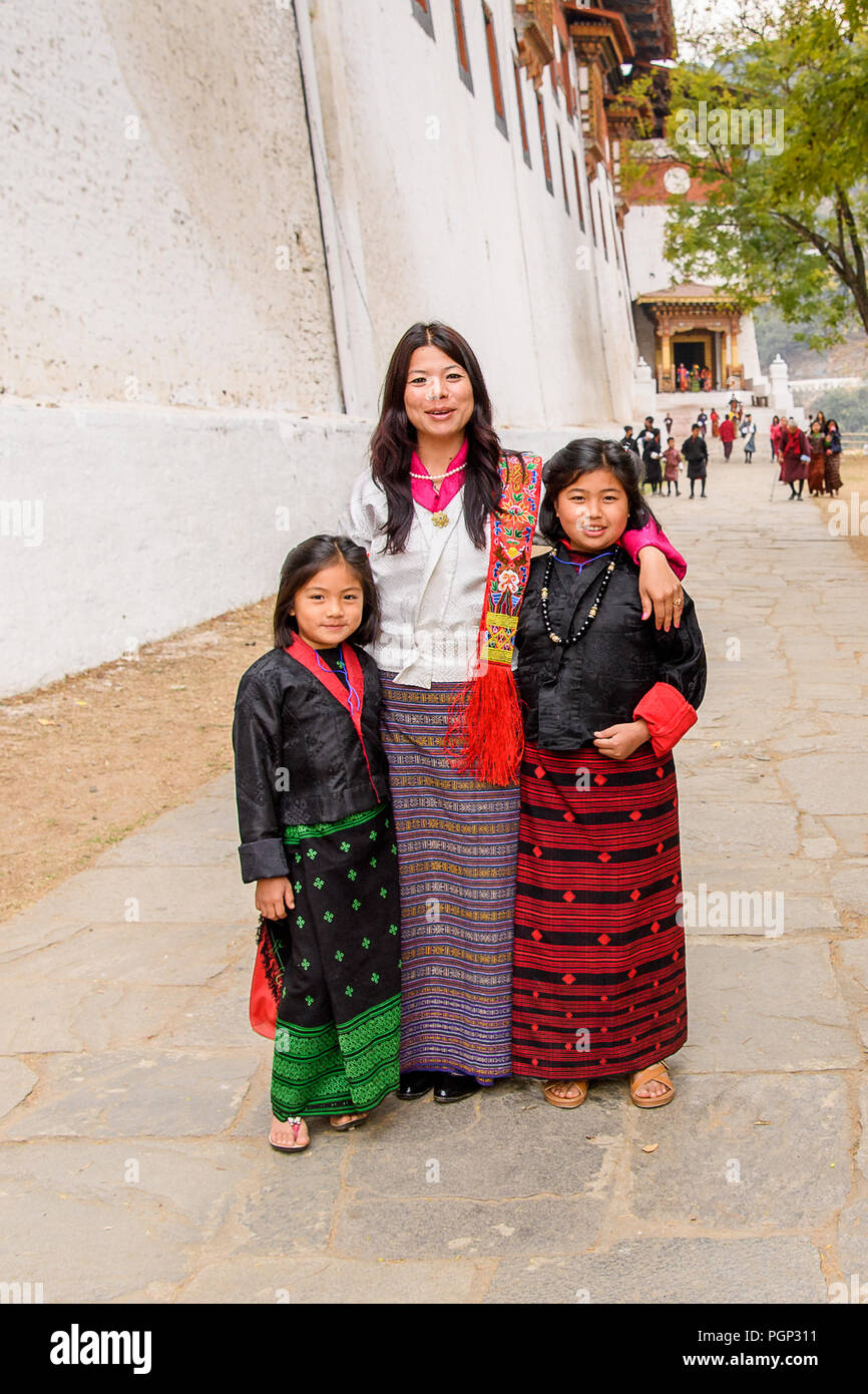 TRIMPHU, BHUTAN - MAR 8, 2017: Unidentified Ngalops family in ...