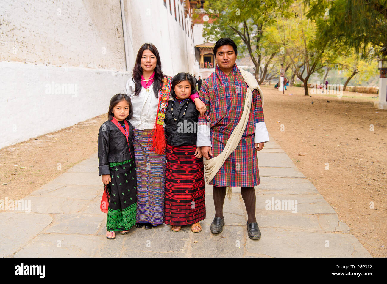 TRIMPHU, BHUTAN - MAR 8, 2017: Unidentified Ngalops family in ...