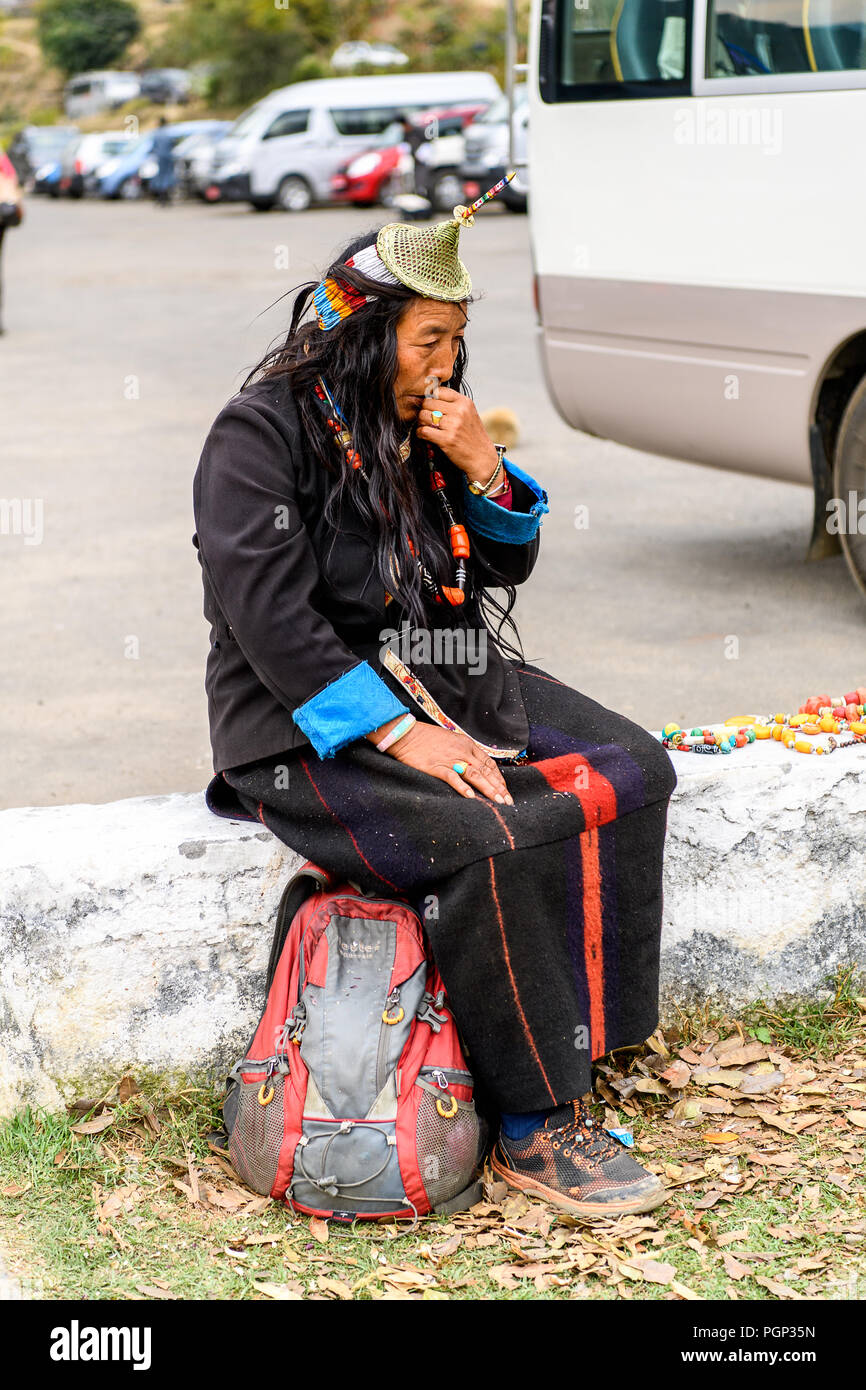 TRIMPHU, BHUTAN - MAR 8, 2017: Unidentified Ngalops man in traditional ...