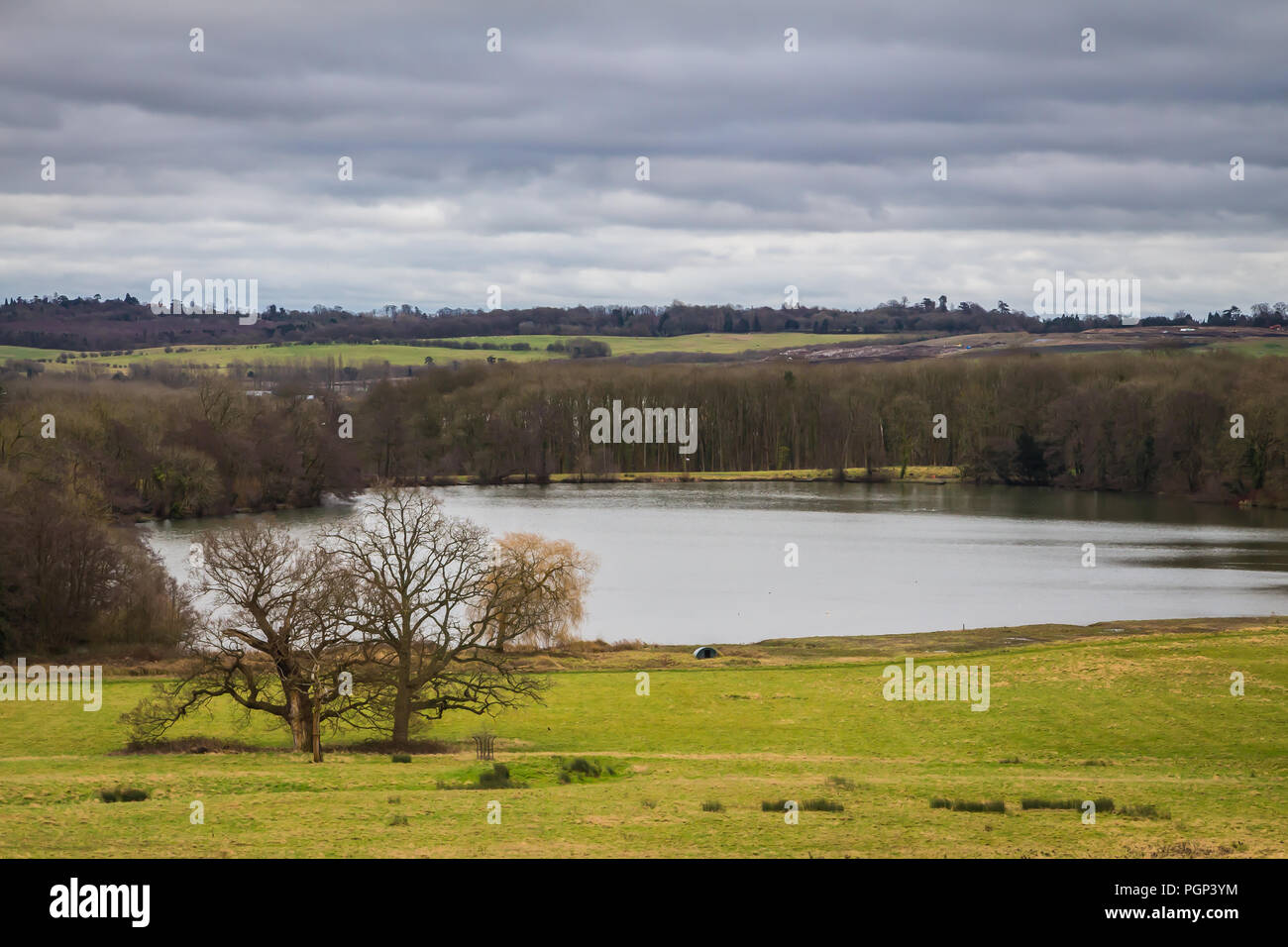 Reigate, UK - January 28, 2018 - view of Gatton Park, designed by ...