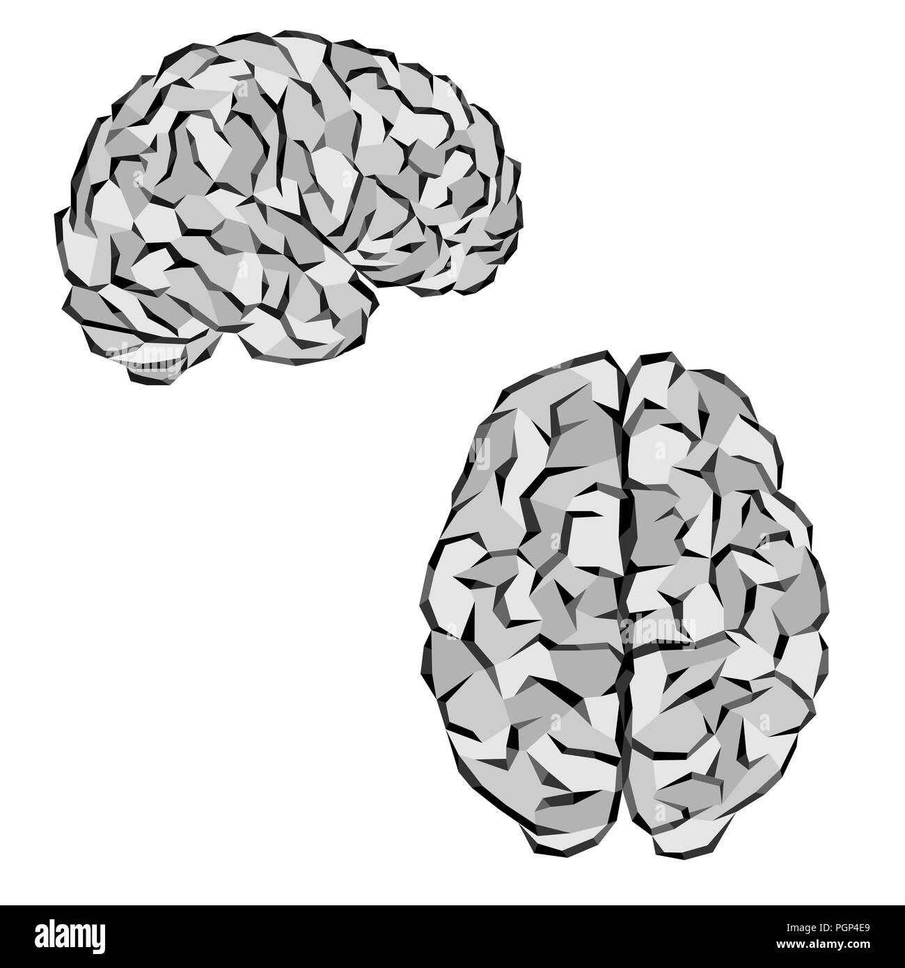 Human brain silhouettes with gray triangles elements Stock Vector Image ...