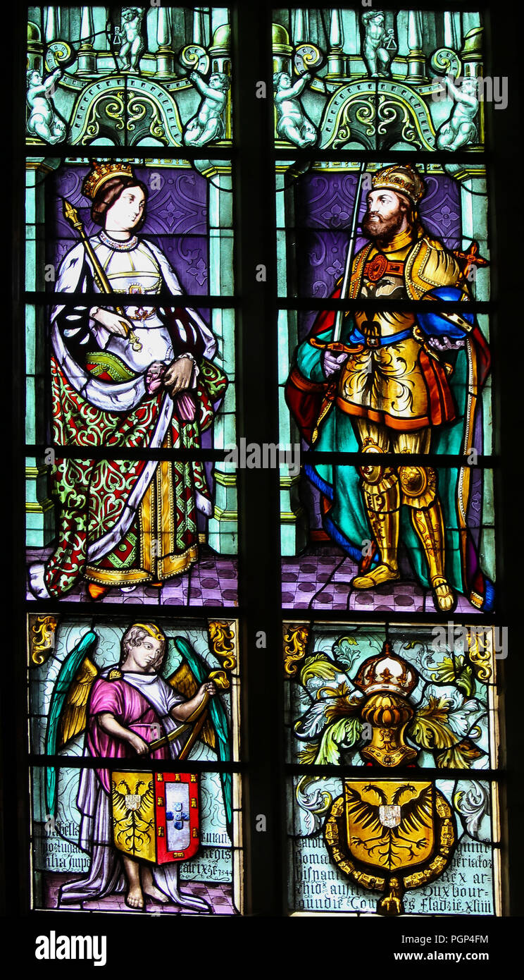 Stained Glass in the Basilica of the Holy Blood in Bruges, Belgium ...