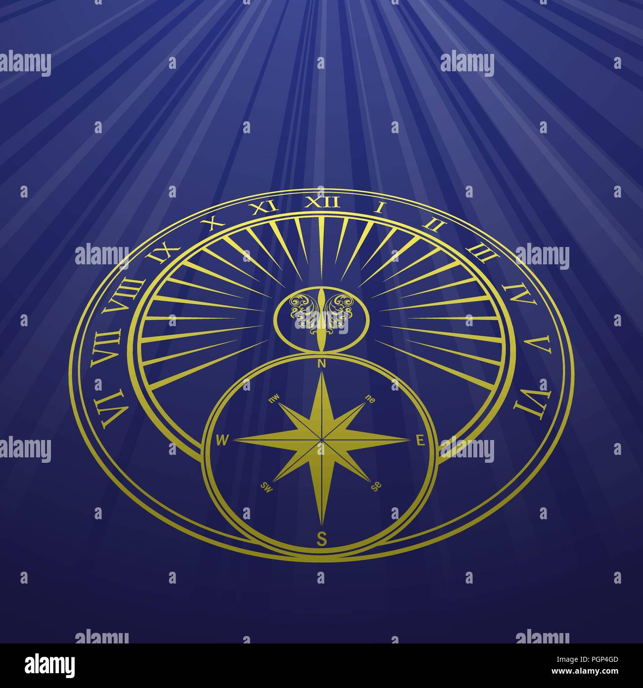 Light yellow sundial silhouette isolated on white background Stock ...