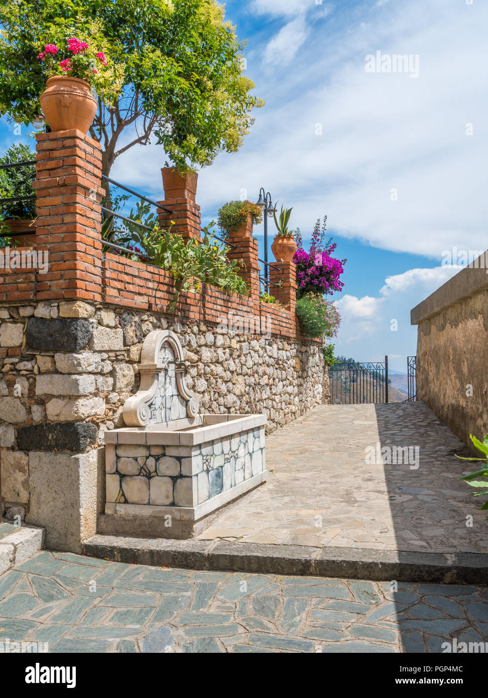 Scenic sight in Castelmola, an ancient medieval village situated above ...