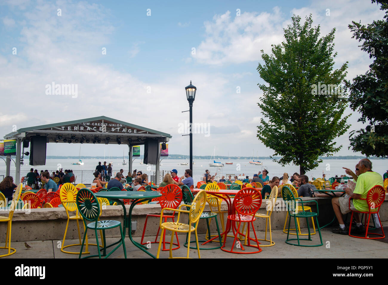 Student union patio university wisconsin lake hi-res stock photography ...
