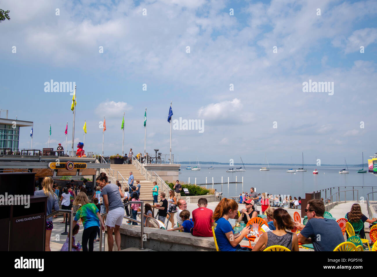 People enjoy lunch, snacks and beer on the Terrace at the Memorial ...