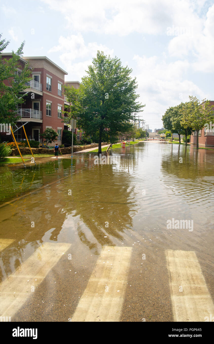 Excessive rains create flood conditions in Madison, Wisconsin, USA ...