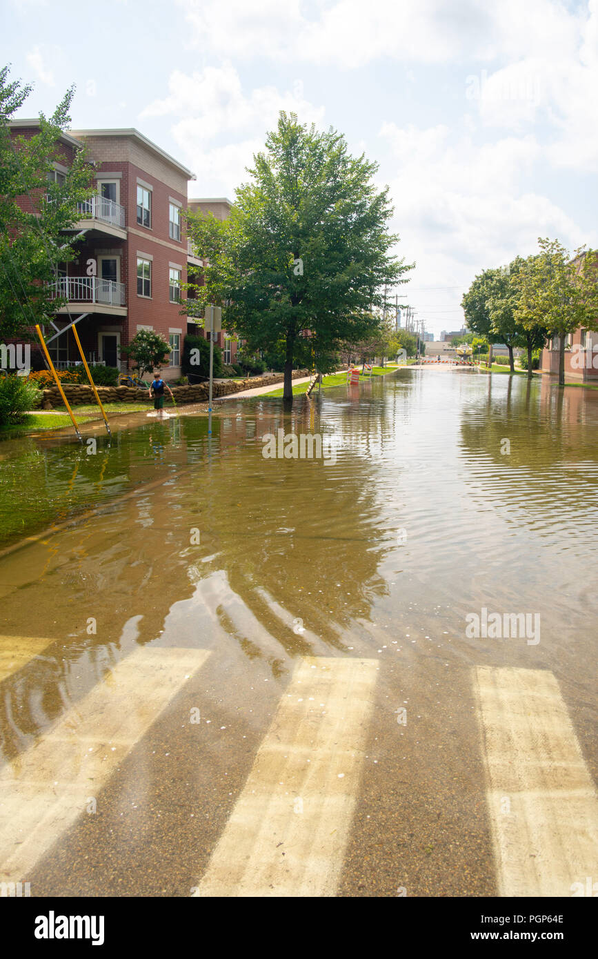 Excessive rains create flood conditions in Madison, Wisconsin, USA ...