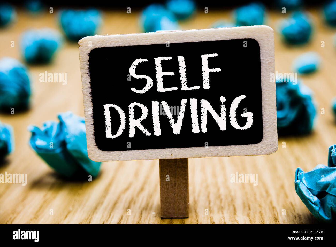 Handwriting text Self Driving. Concept meaning Autonomous vehicle ...