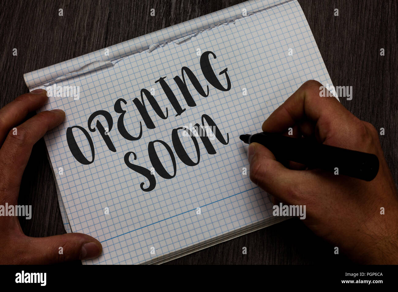 Writing note showing Opening Soon. Business photo showcasing Going to ...