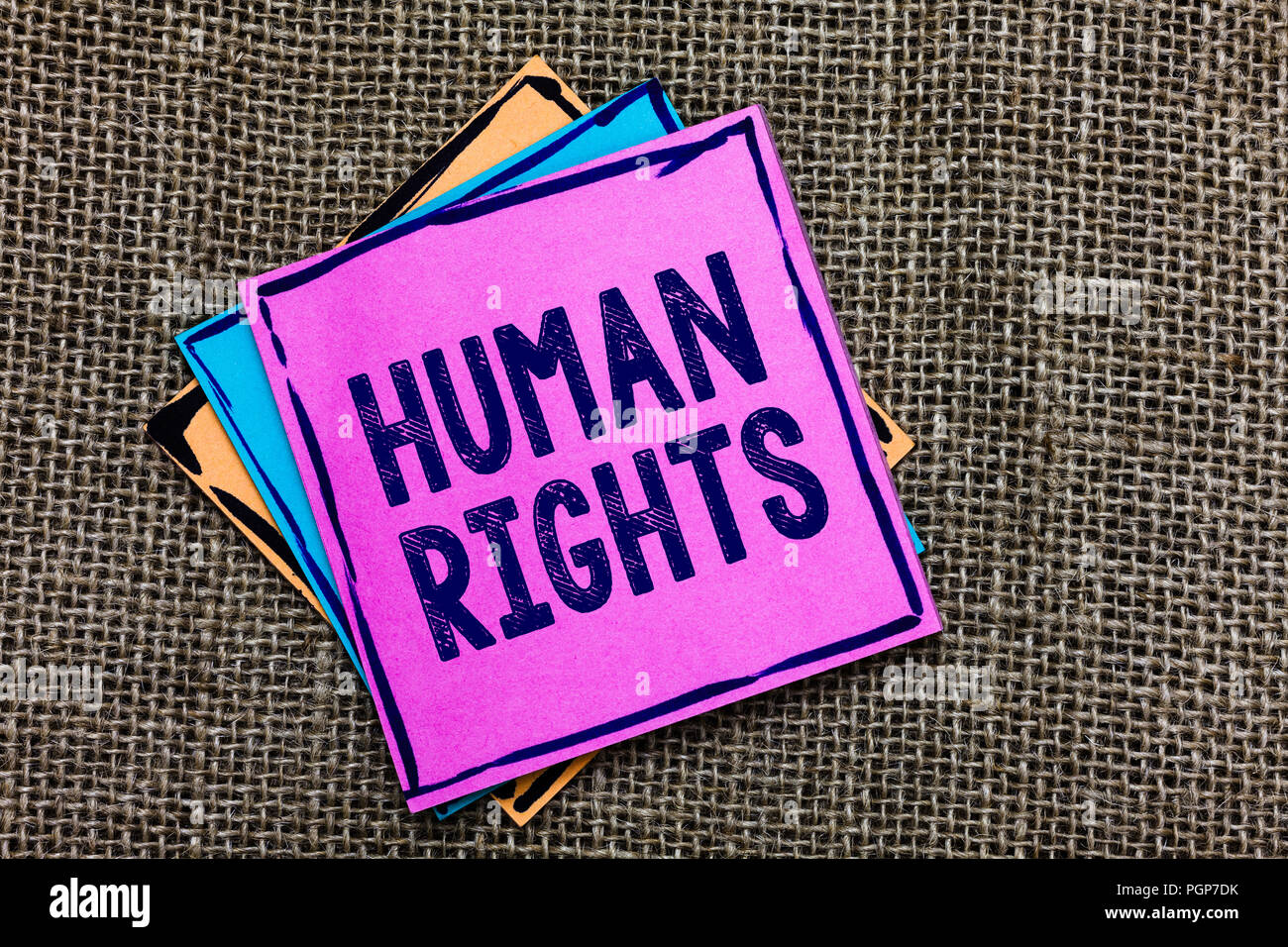 Handwriting text Human Rights. Concept meaning Moral Principles ...